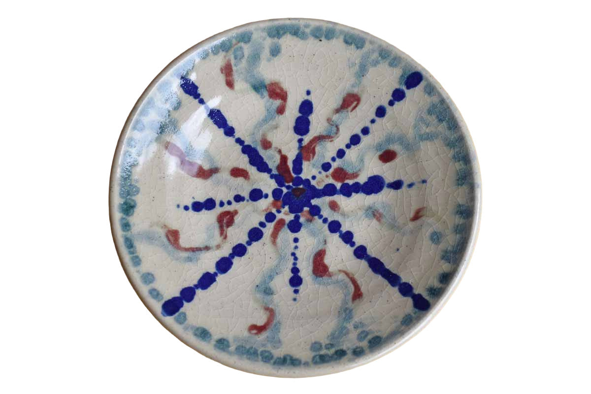 Round Ceramic Dish with Splattered and Wavy Glaze Patterns – The ...